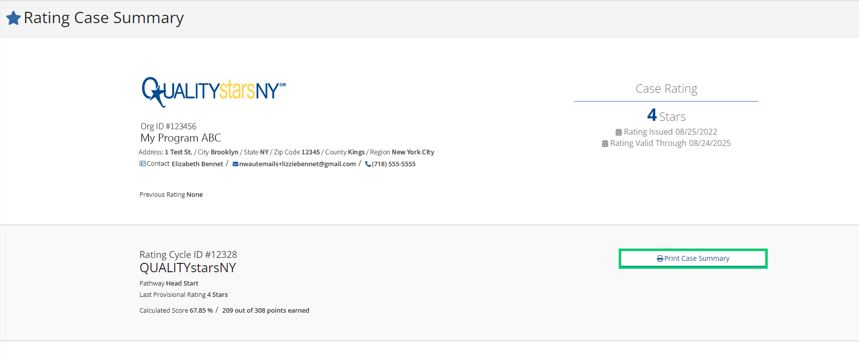 How do I find and print the case summary for my Rating Cycle(s ...